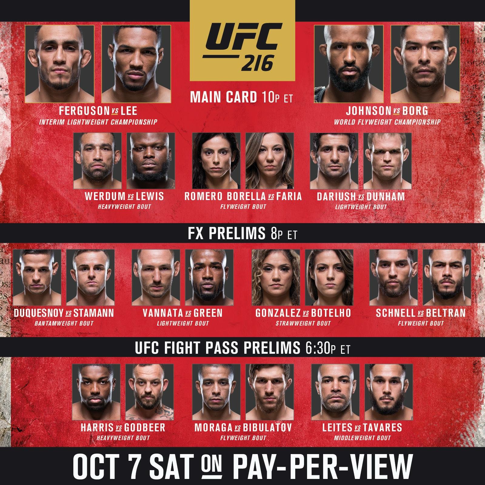 UFC 216 Quick Results
